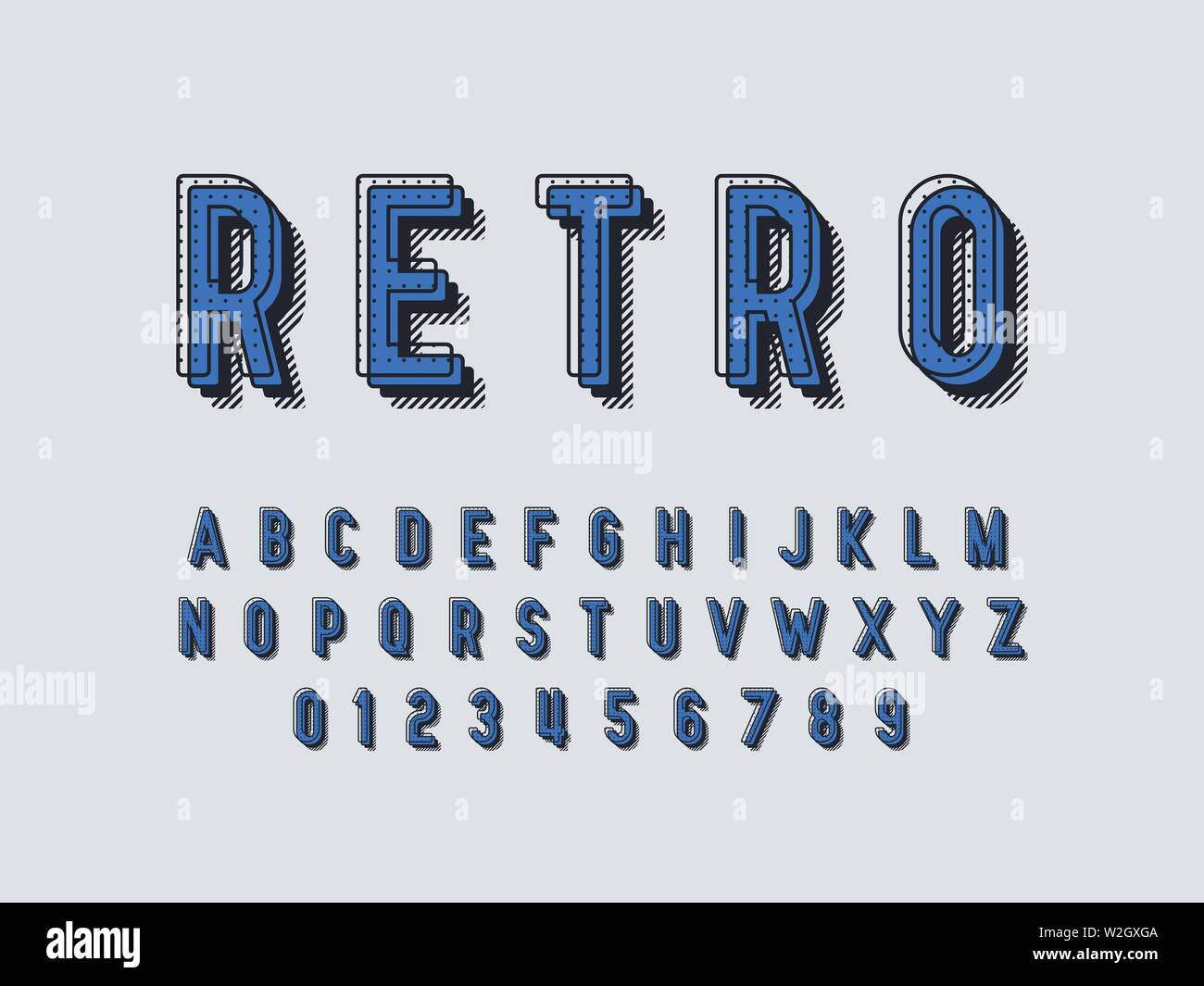 Retro font and alphabet. Stock vector illustration Stock Vector Image ...