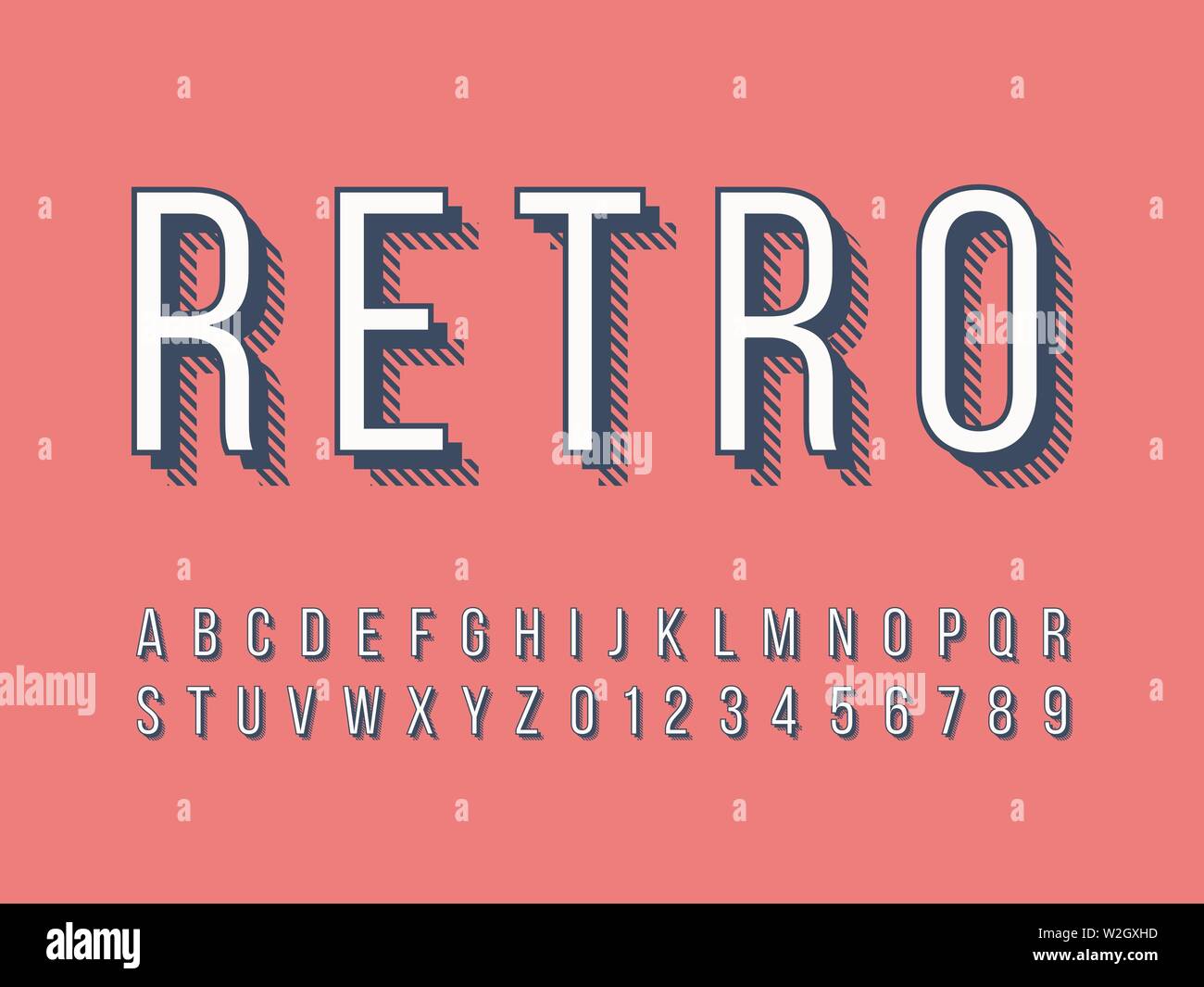 Retro font and alphabet. Stock vector illustration Stock Vector Image ...