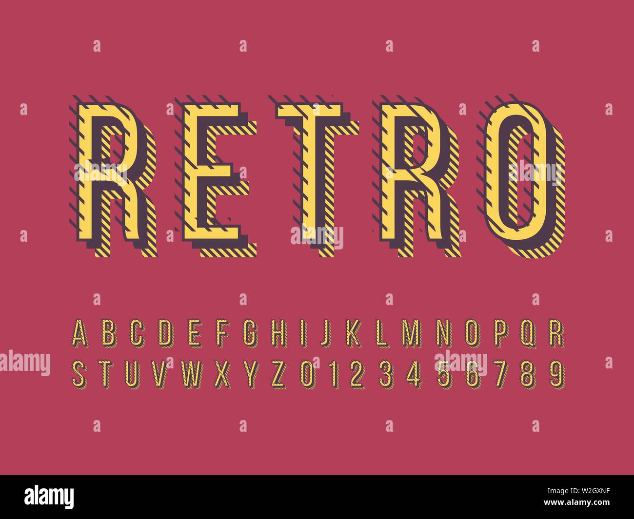 Retro font and alphabet. Stock vector illustration Stock Vector Image ...