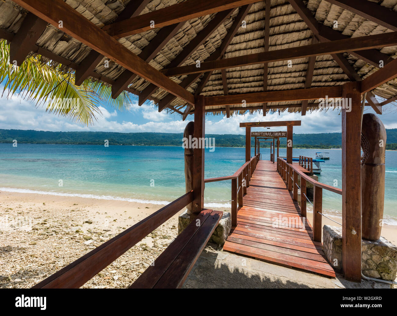 Port Vila, Vanuatu - April 6 2019: Jetty of a tropical Hideaway Island ...