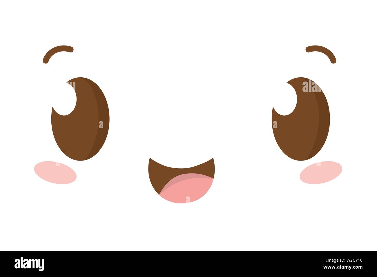 kawaii face expression emoticon face smile cartoon vector illustration ...