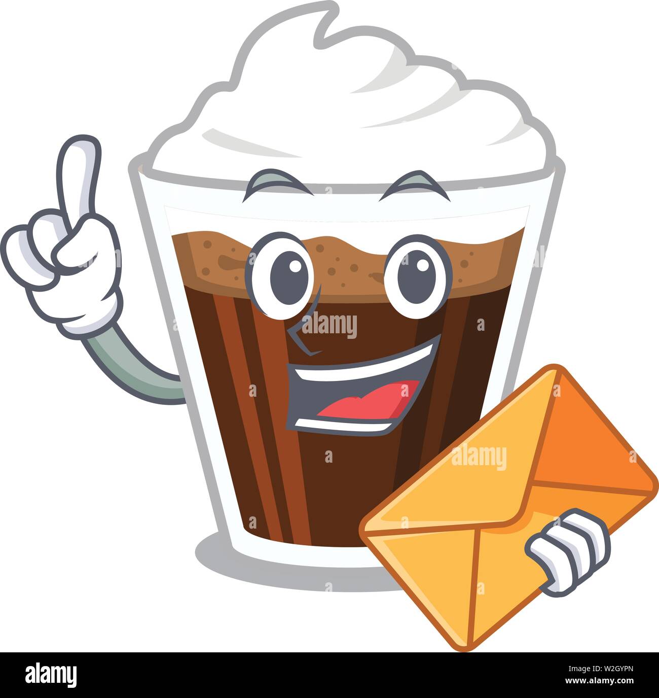 With envelope Irish coffee poured in glass cartoon Stock Vector Image ...