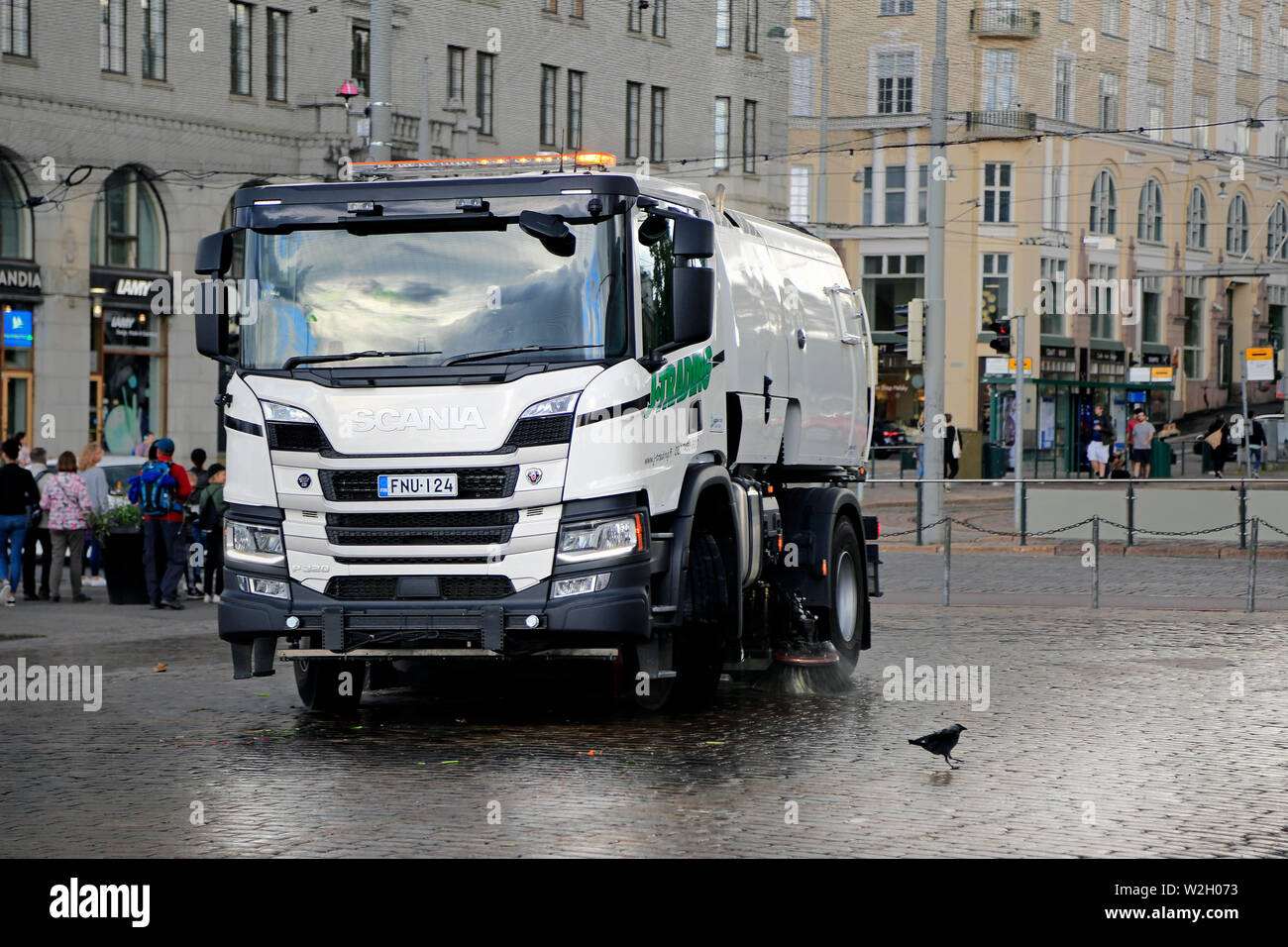 Helsinki, Finland. July 2, 2019. Next Generation Scania P320 mounted ...