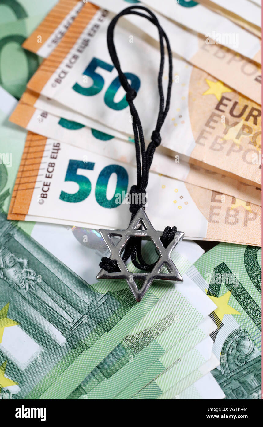 Jewish finance and economy concept with Star of David. Banknotes of ...