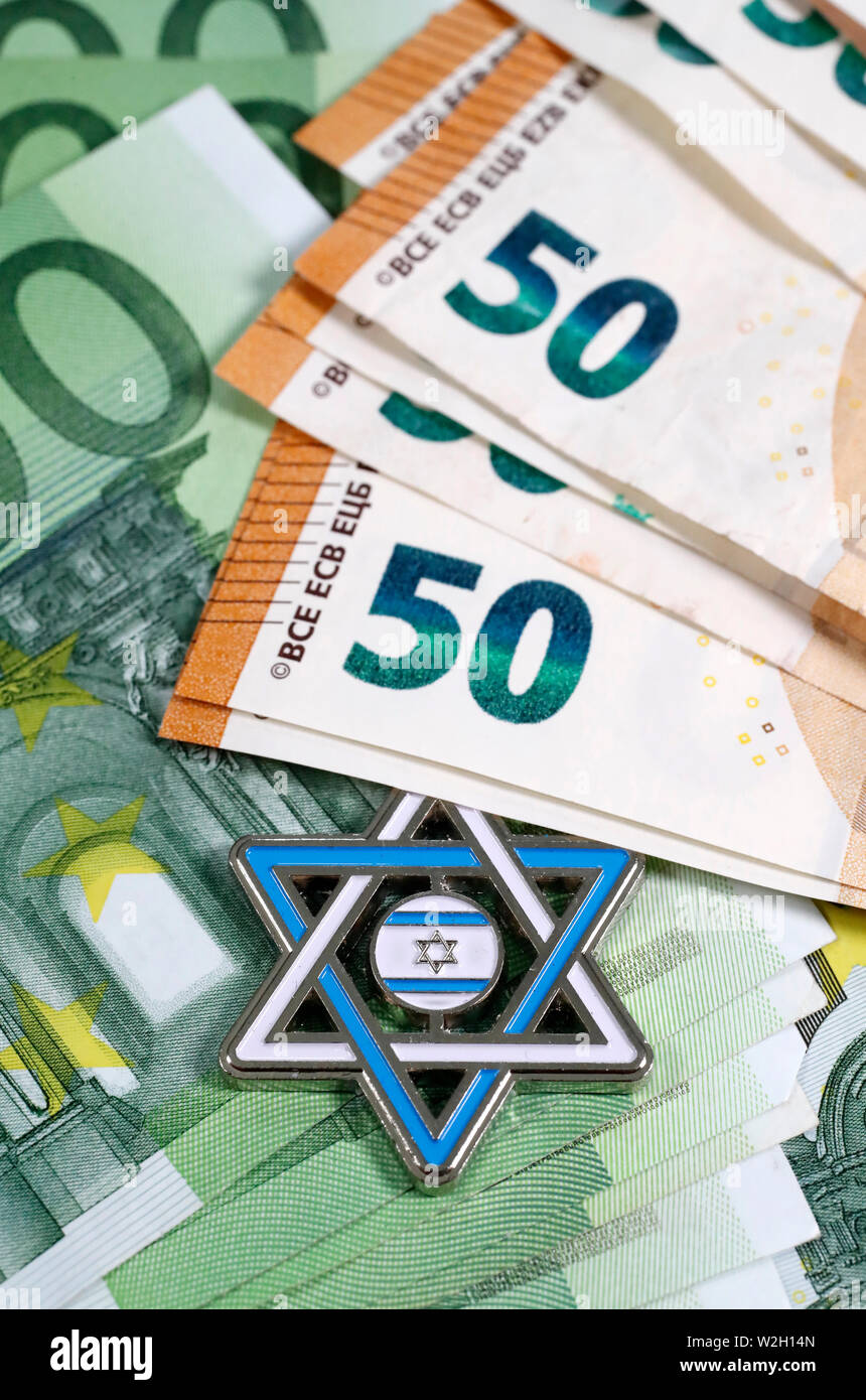 Jewish finance and economy concept with Star of David. Banknotes of ...