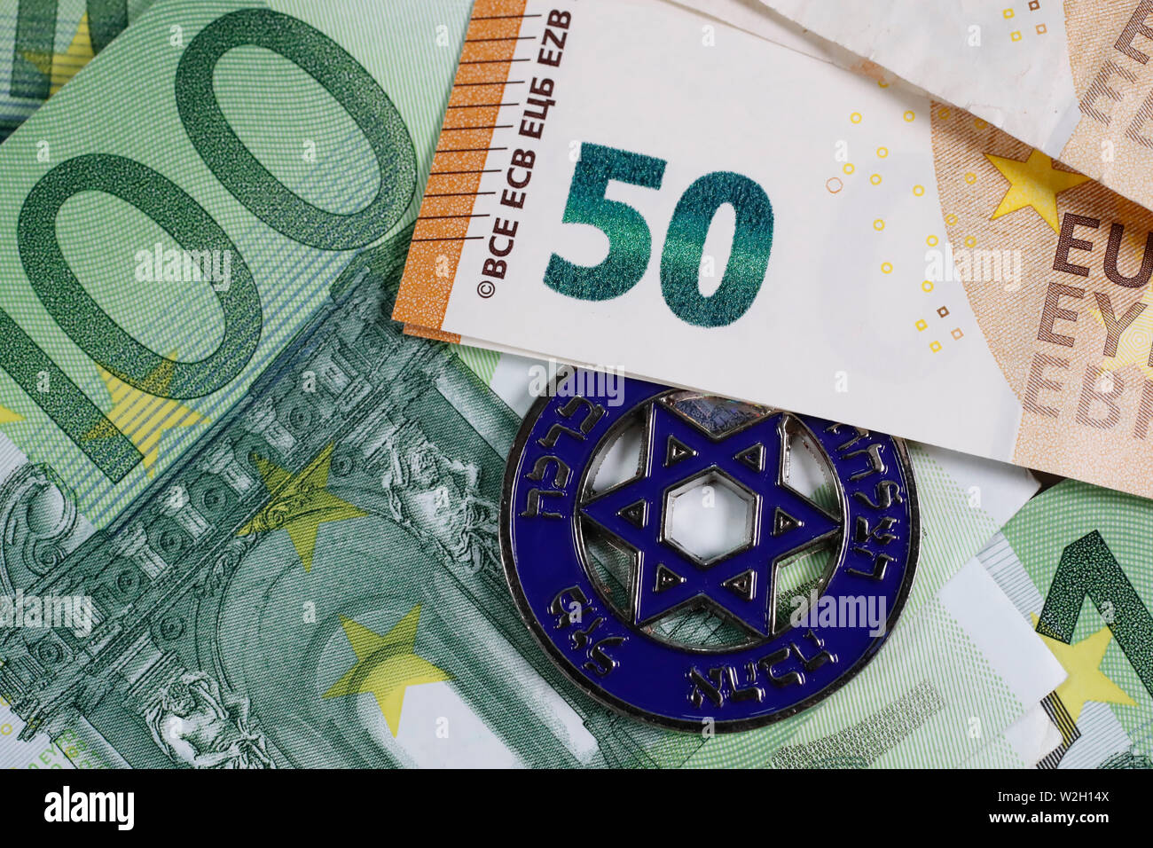 Jewish finance and economy concept with Star of David. Banknotes of ...