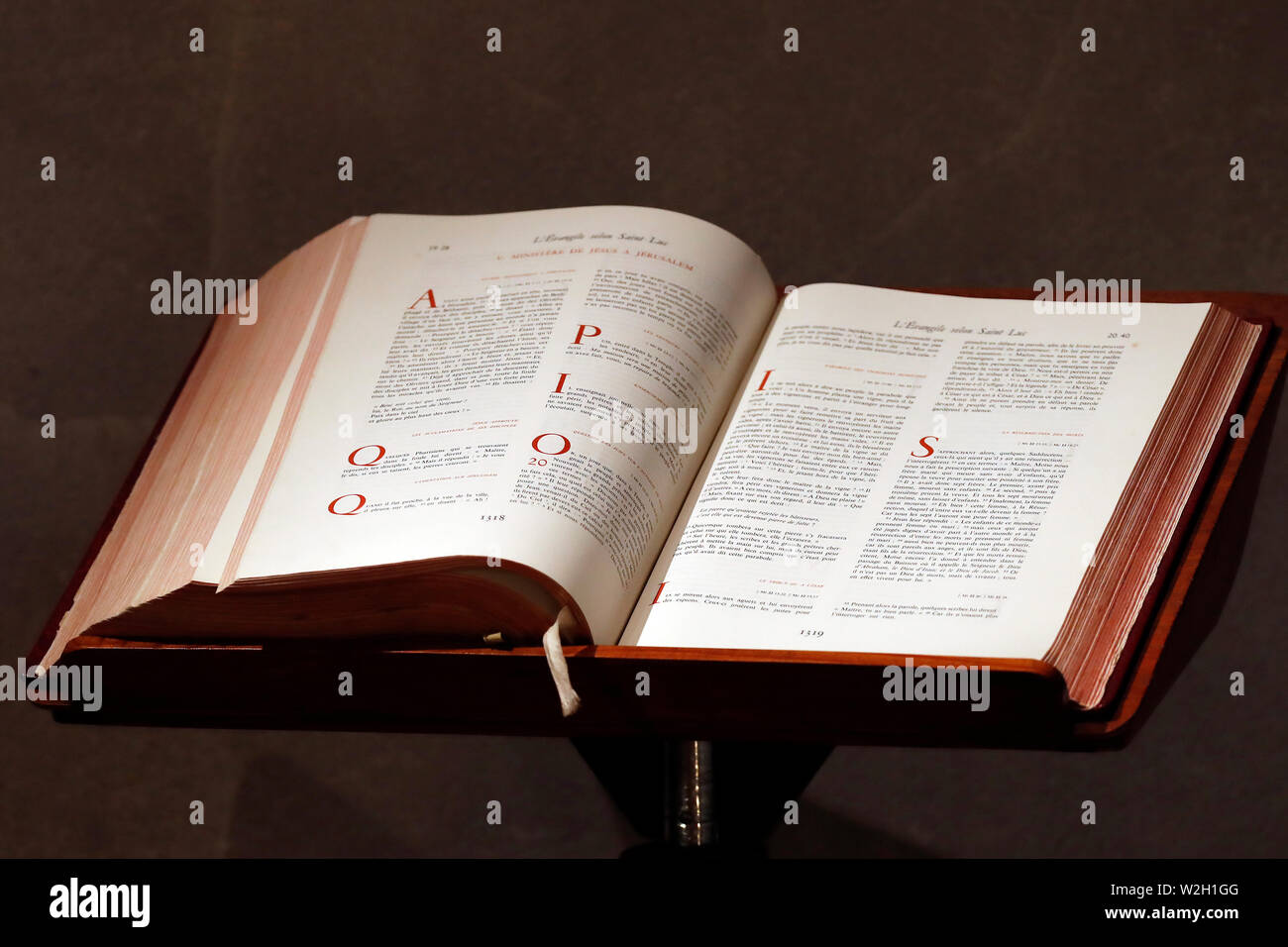Open bible in church. Gospel. St Luke. Combloux. France Stock Photo - Alamy