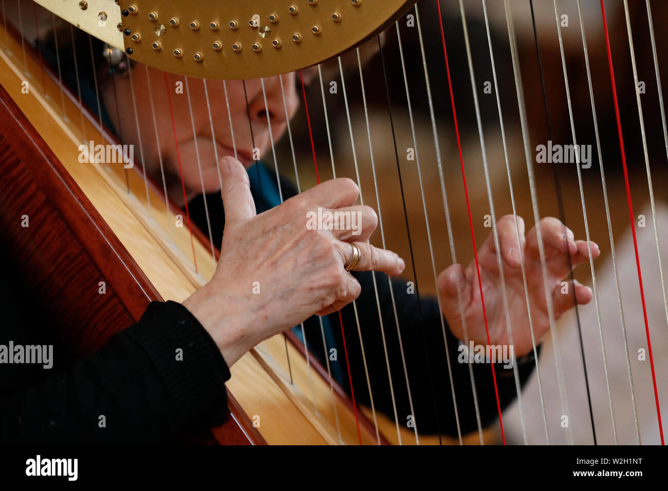 Person playing harp hi-res stock photography and images - Alamy