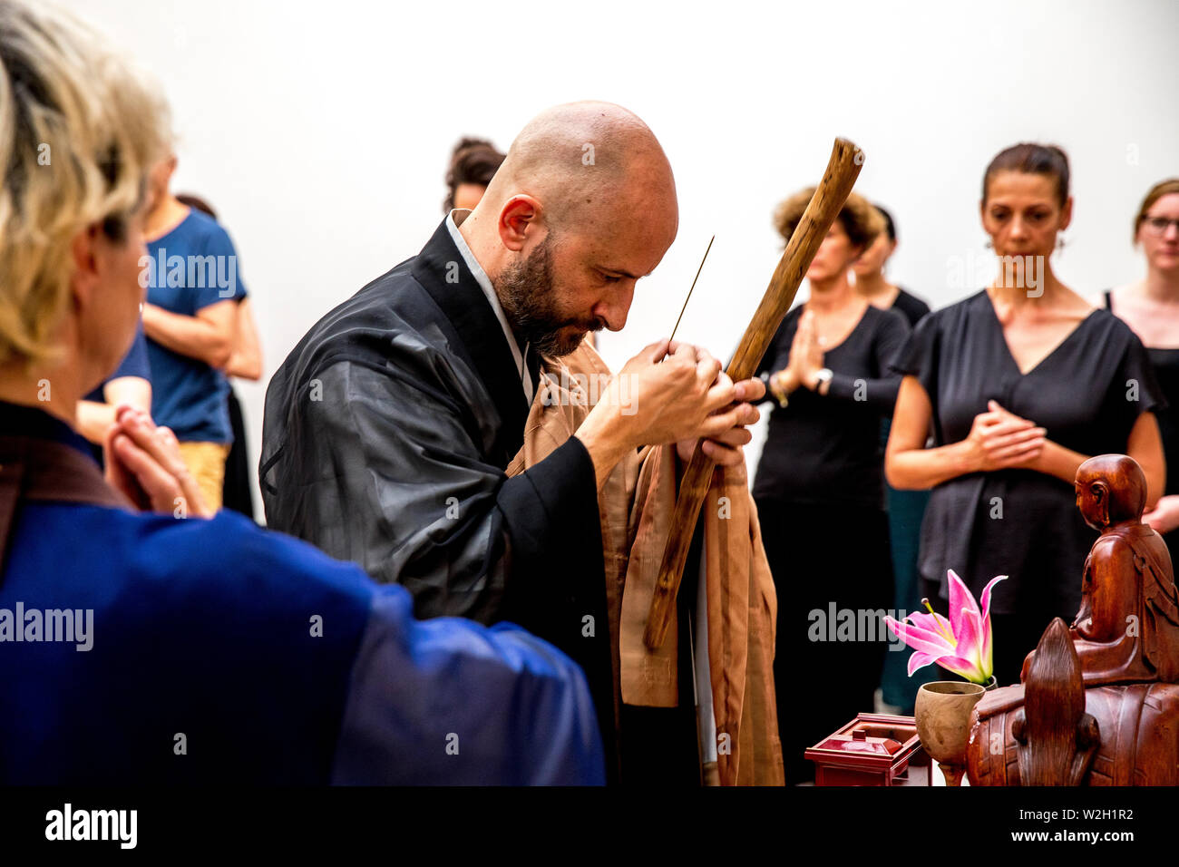 Zen master performing a ritual in Paris, France Stock Photo - Alamy