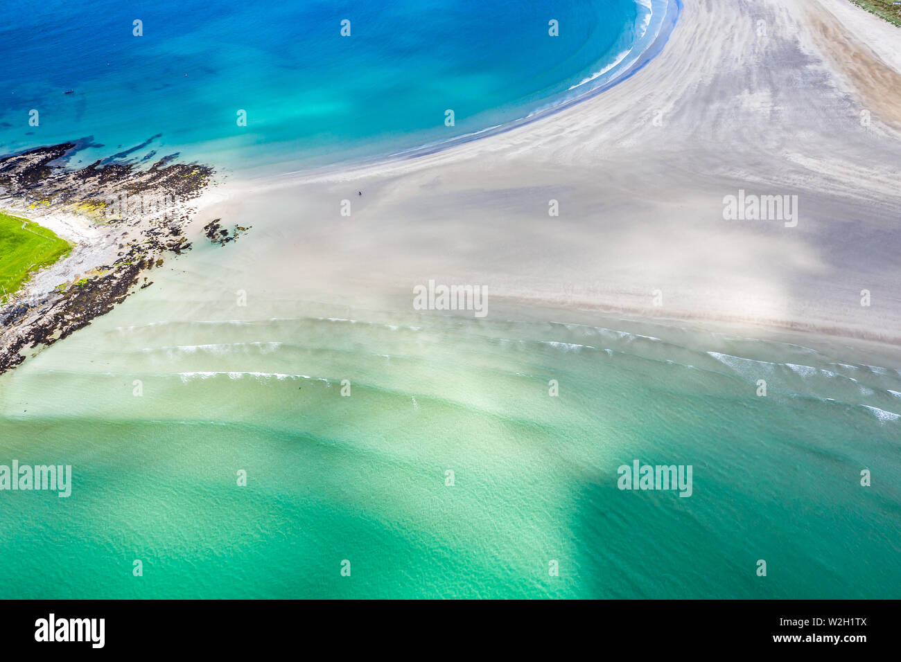 Aerial view of the awarded Narin Beach by Portnoo and Inishkeel Island ...