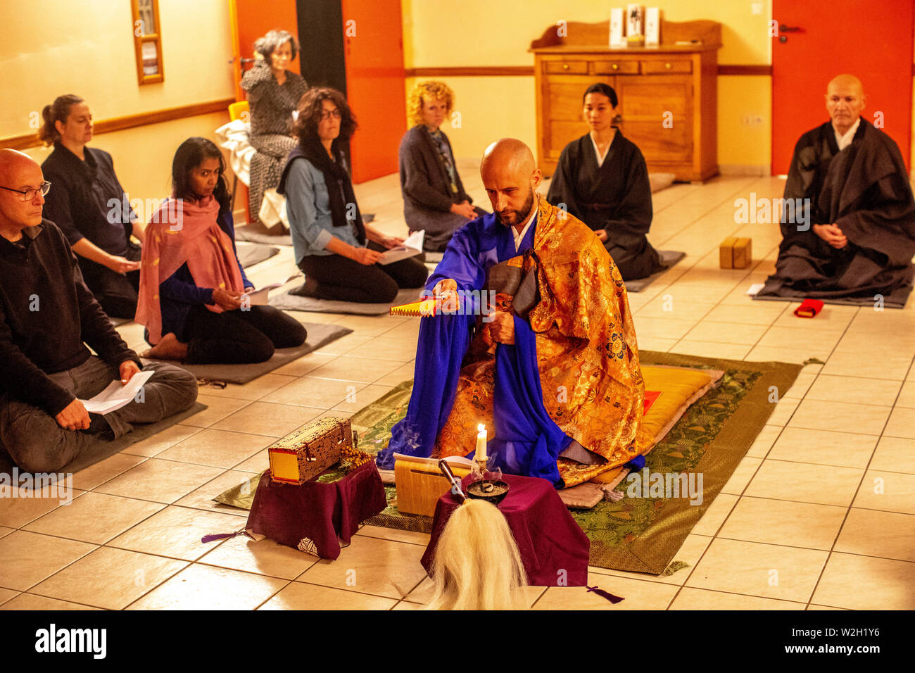 Zen sesshin (retreat) at La Trappe abbey, Soligny-la-Trappe, France ...