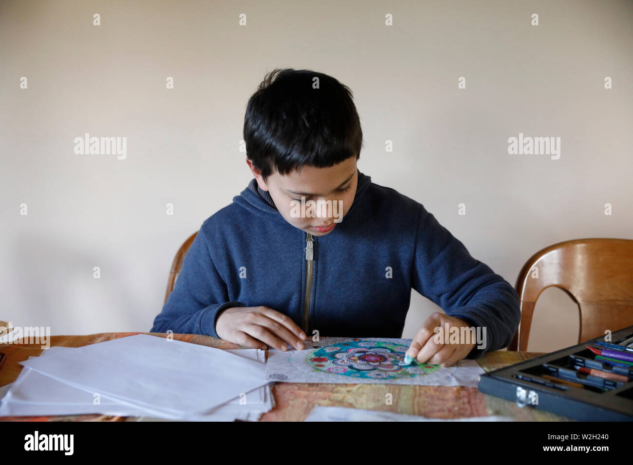 12 year old boy drawing hi-res stock photography and images - Alamy