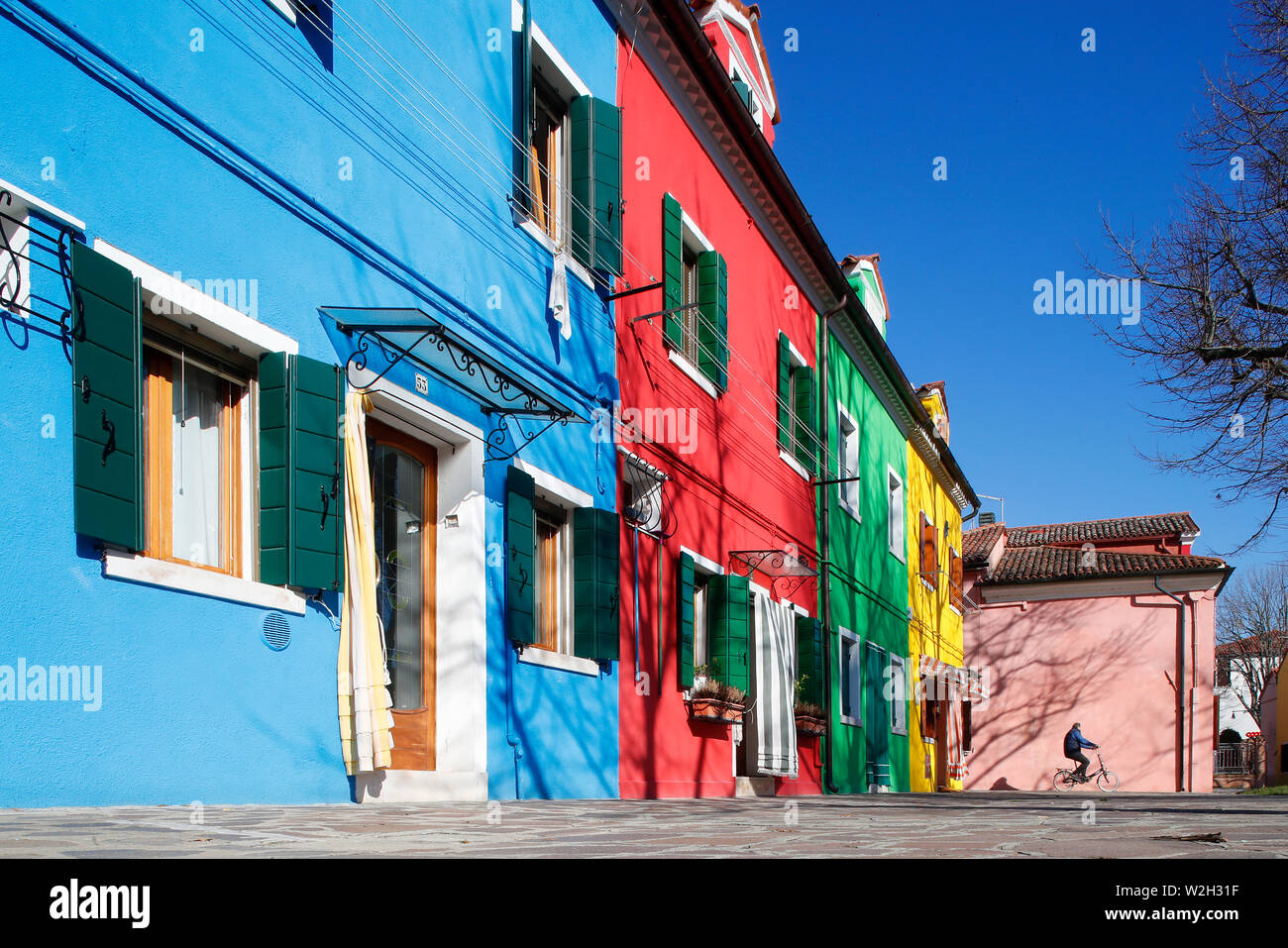 Multi colored houses in Burano village. Italy Stock Photo - Alamy