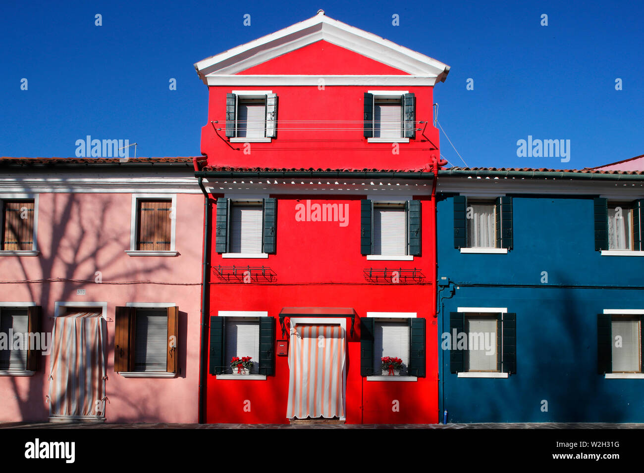 Multi colored houses in Burano village. Italy Stock Photo - Alamy