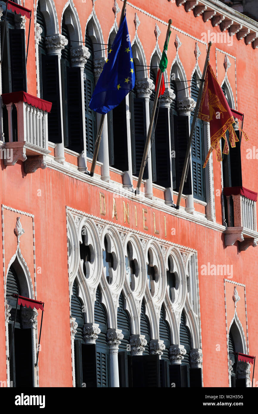 The colourful facade of the Danieli Hotel. Venice. Italy Stock Photo ...