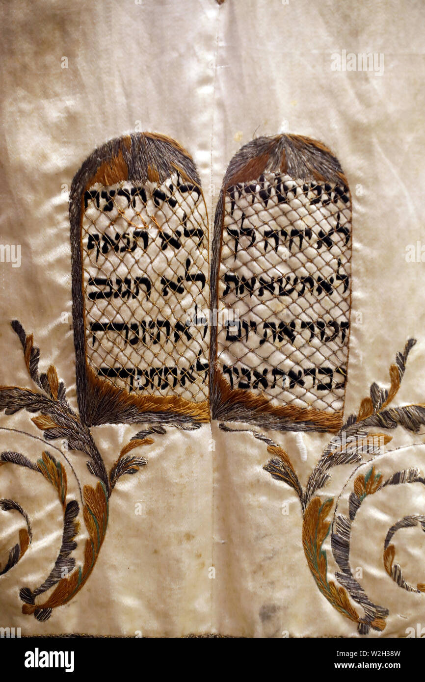The Jewish Heritage Museum. Torah ark curtain. The Ten Commandments ...
