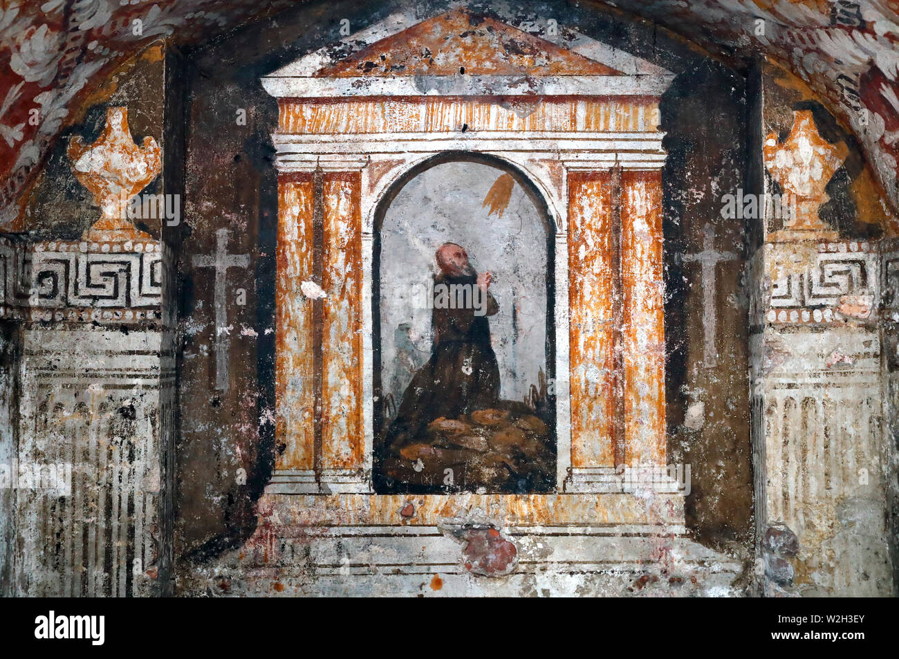 The crypt of the church of San Simeone Piccolo. Wall painting. Venice ...