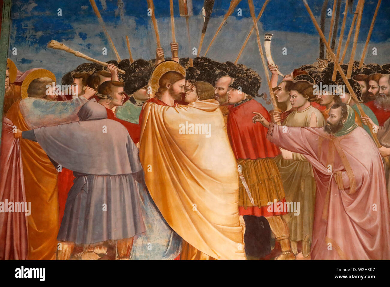 The Scrovegni Chapel. Fresco by Giotto, 14 th century. The Kiss of ...