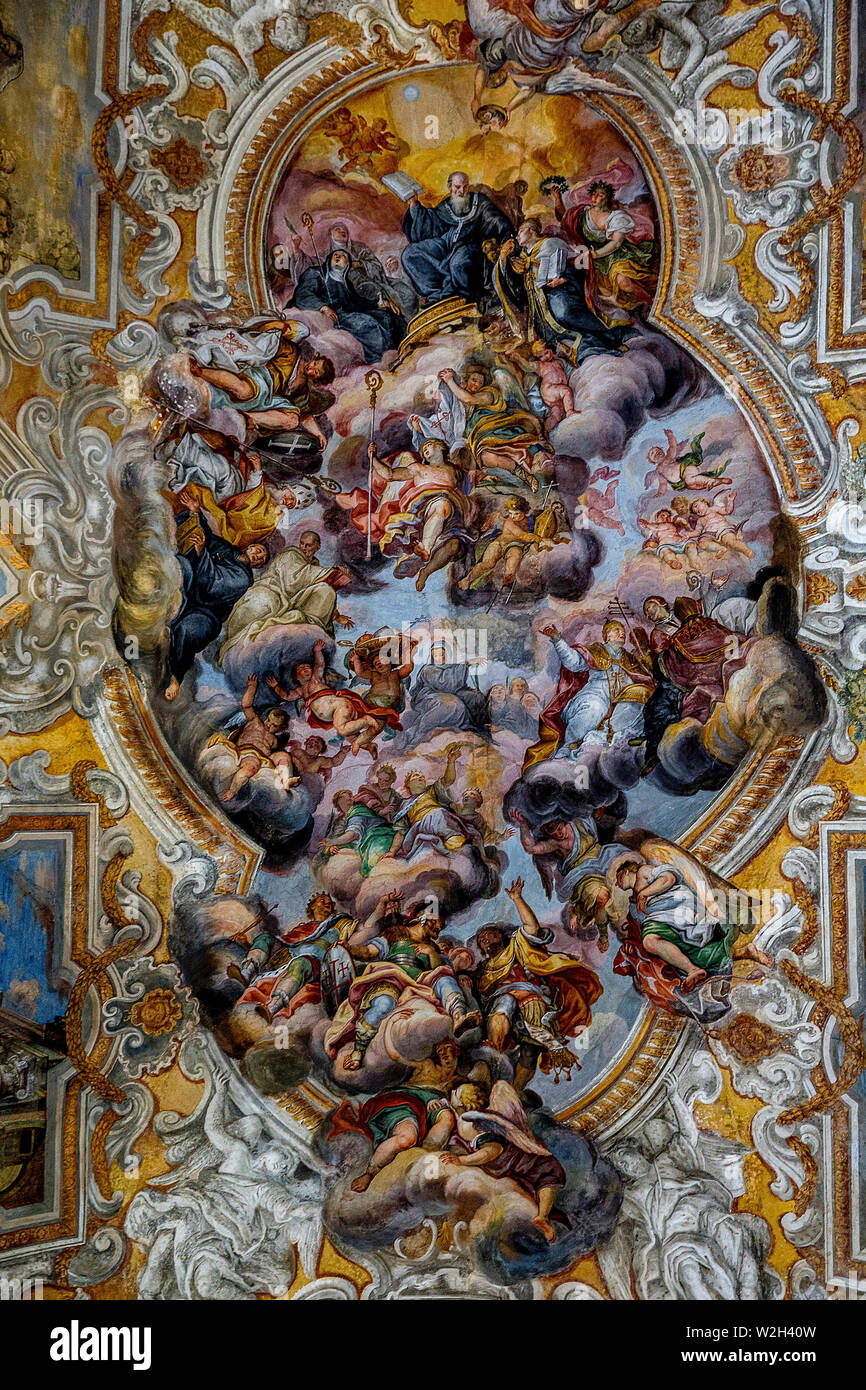 San Benedetto (St Benedict) church, Catania, Sicily (Italy). Celing ...