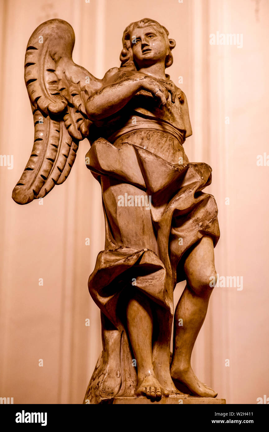 San Benedetto (St Benedict) church, Catania, Sicily (Italy). Angel ...