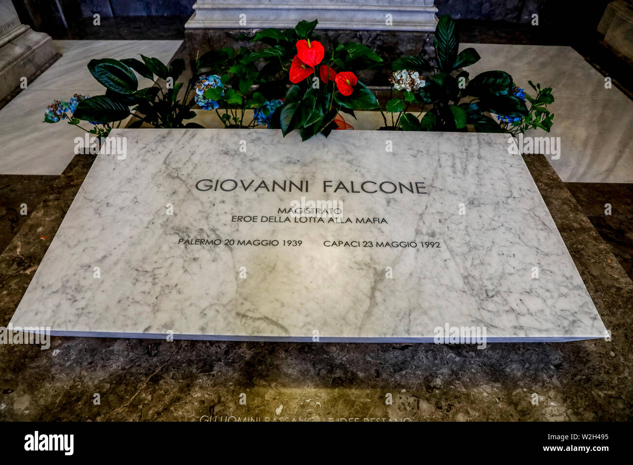 San Domenico church, Palermo, Sicily, Italy. Tomb of Giovanni Falcone ...