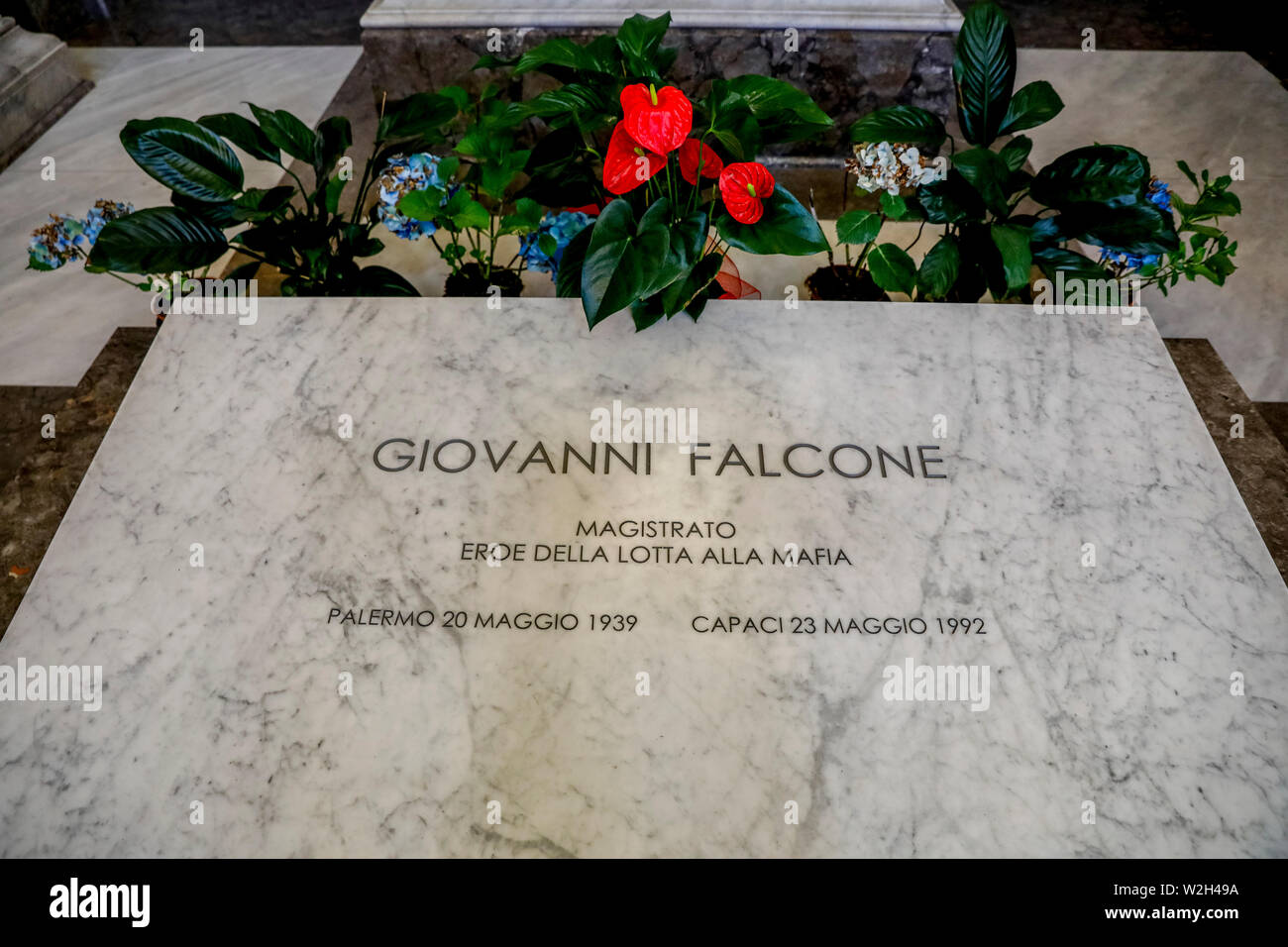 San Domenico church, Palermo, Sicily, Italy. Tomb of Giovanni Falcone ...