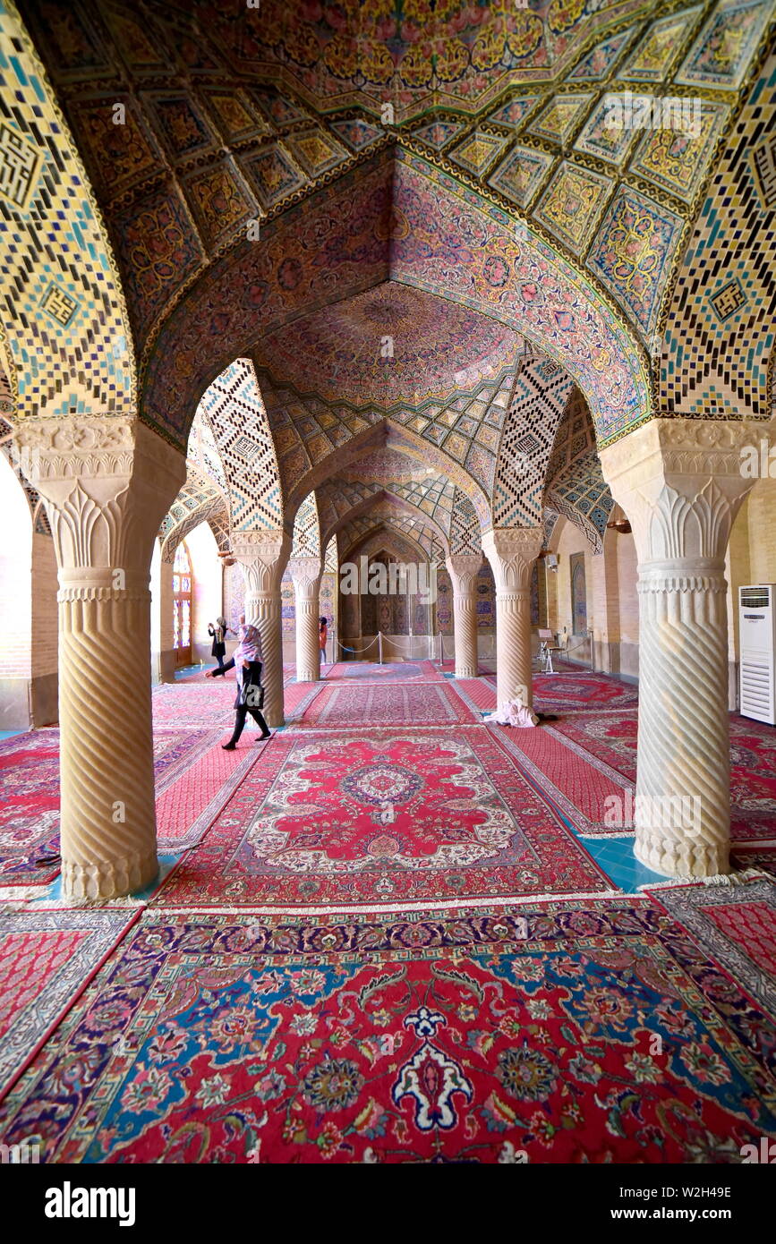 Nasir-ol-molk Mosque or Pink Mosque, Shiraz, Fars Province, Iran, June ...