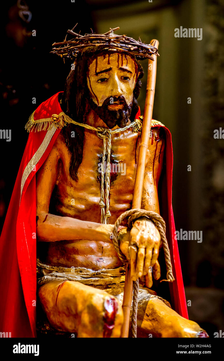 San Giacomo (St James) church, Ragusa, Sicily (Italy). Chained Jesus ...