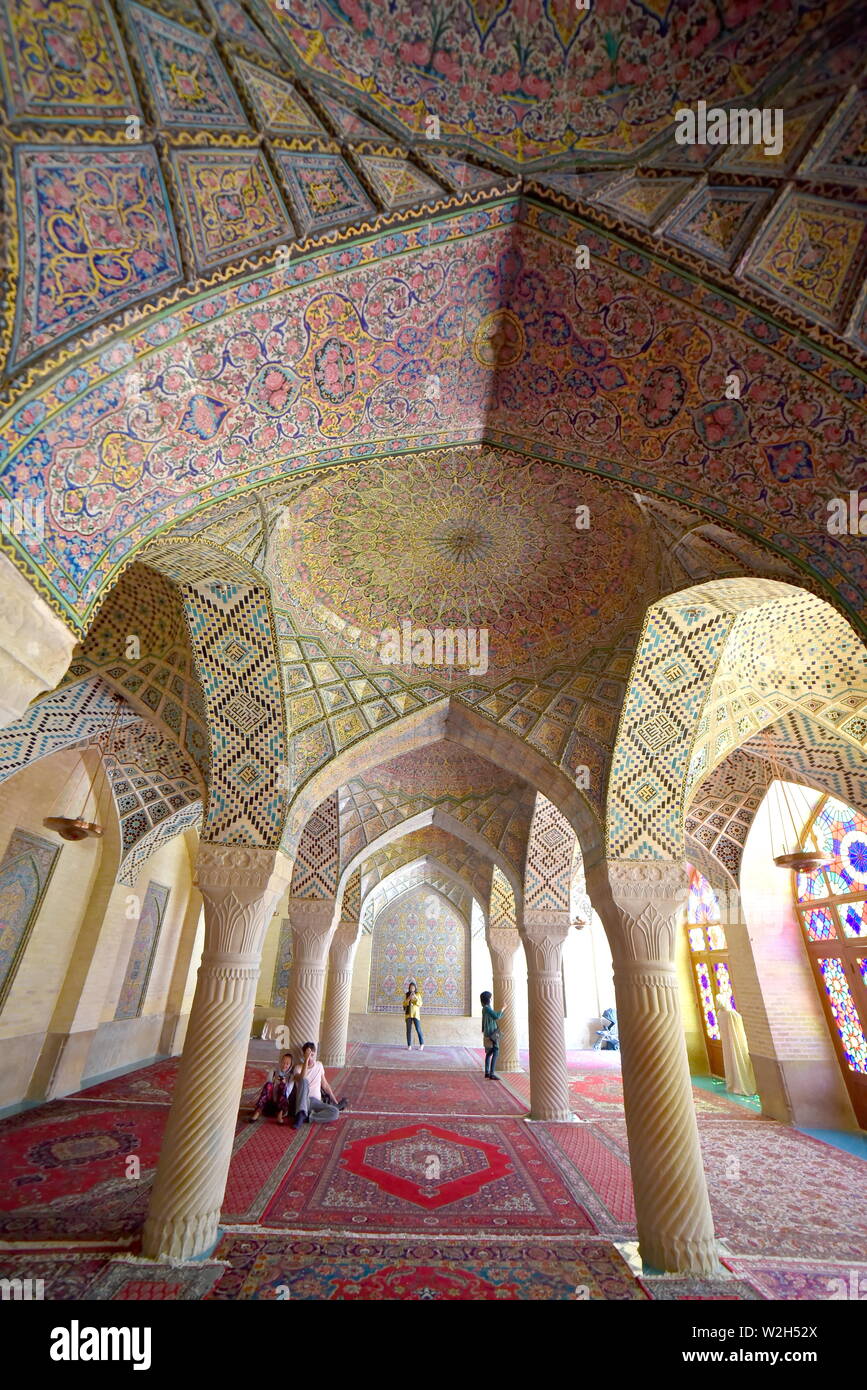 Nasir-ol-molk Mosque or Pink Mosque, Shiraz, Fars Province, Iran, June ...