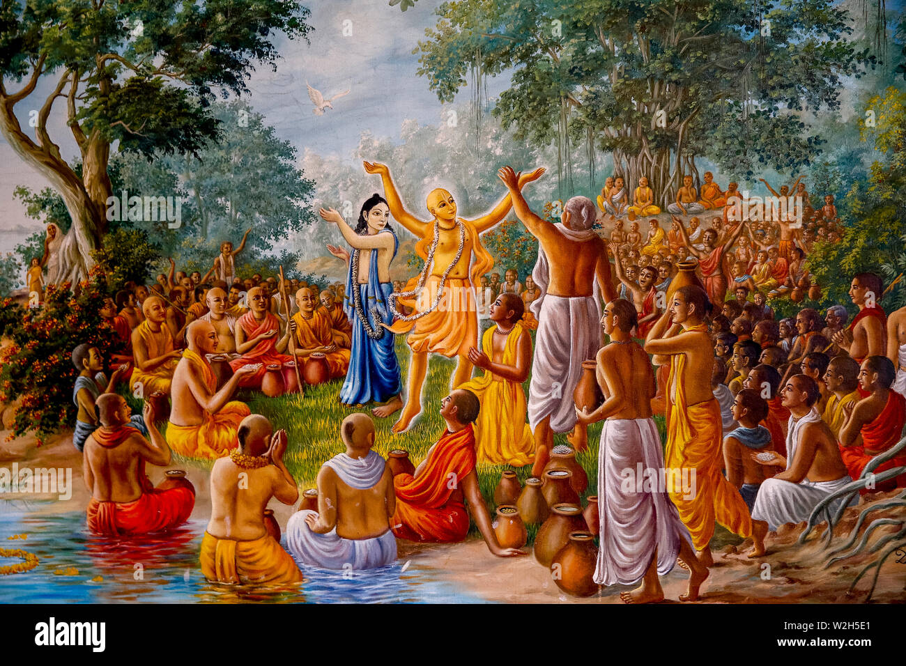 Painting depicting Chaitanya and Nityananda dancing among vaishnavas. U ...