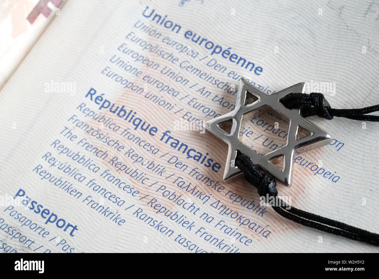 Star of David and french passport. Jewish Symbol Stock Photo - Alamy