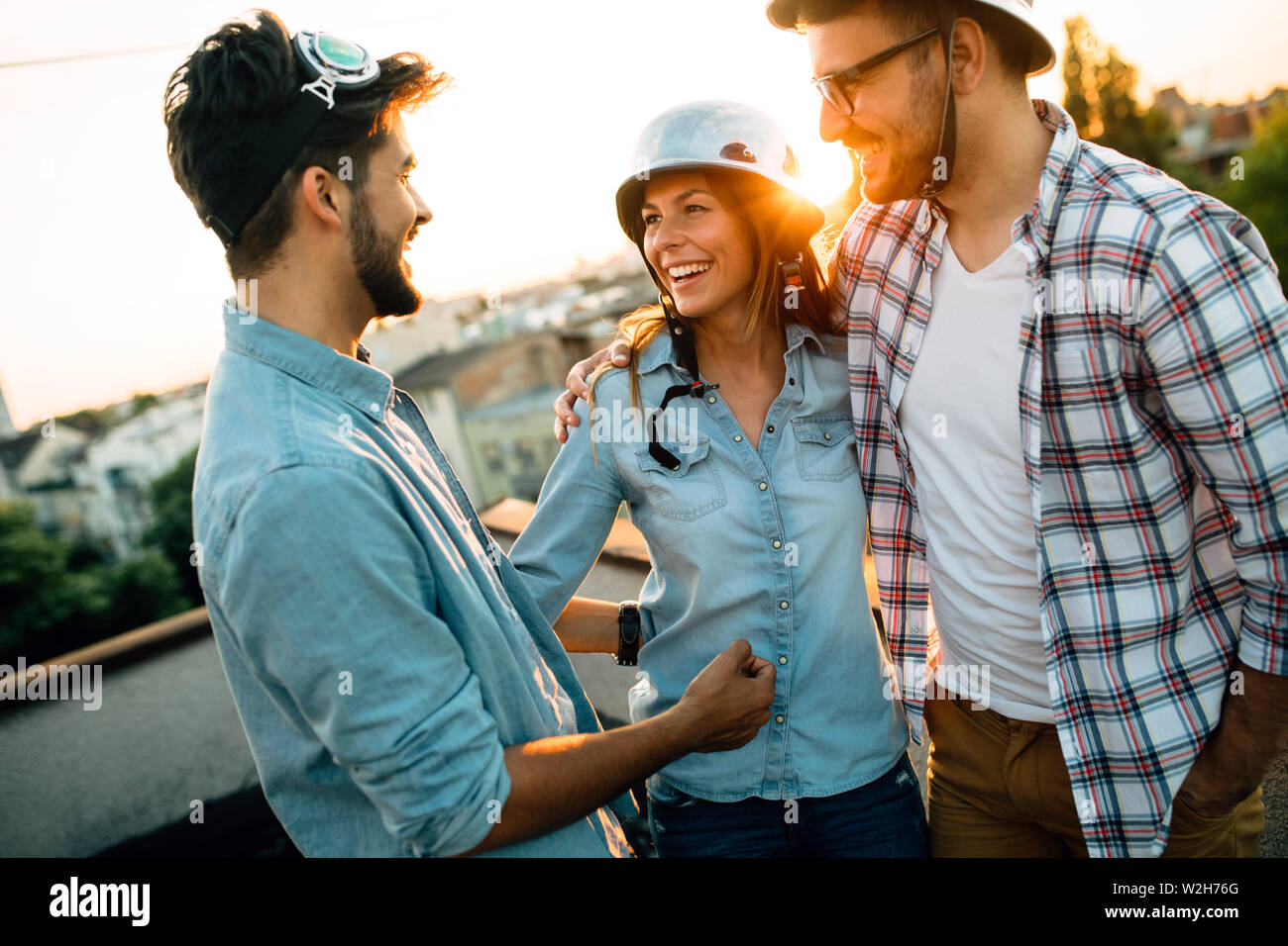 Group of friends partying on terrace Stock Photo - Alamy