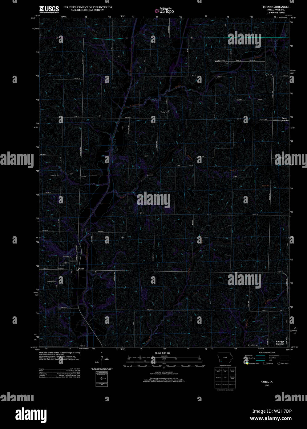 USGS TOPO Map Iowa IA Coin 20130411 TM Inverted Restoration Stock Photo ...
