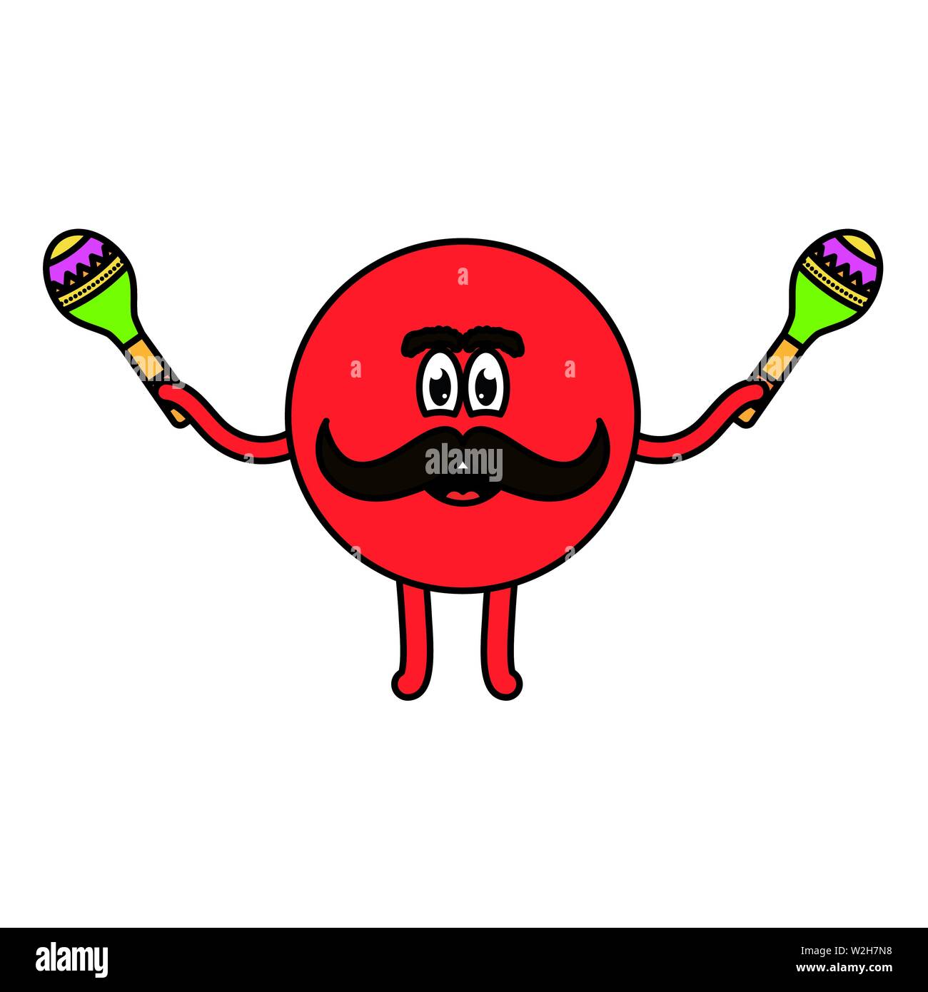 mexican emoji with maracas character vector illustration design Stock ...