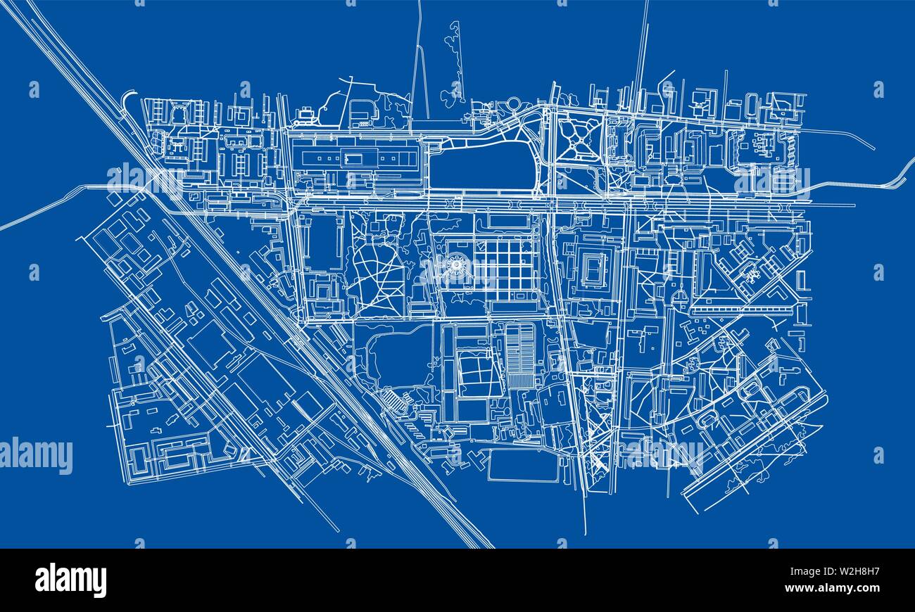 Outline city concept. Wire-frame style Stock Vector Image & Art - Alamy