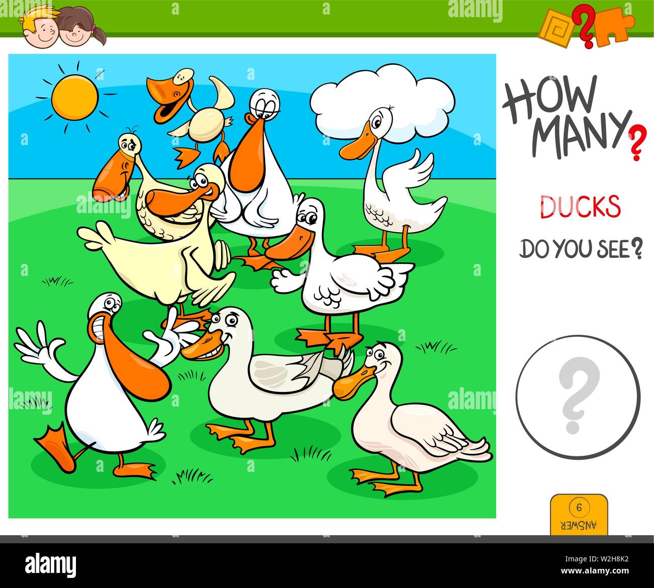 Cartoon Illustration of Educational Counting Task for Children with ...