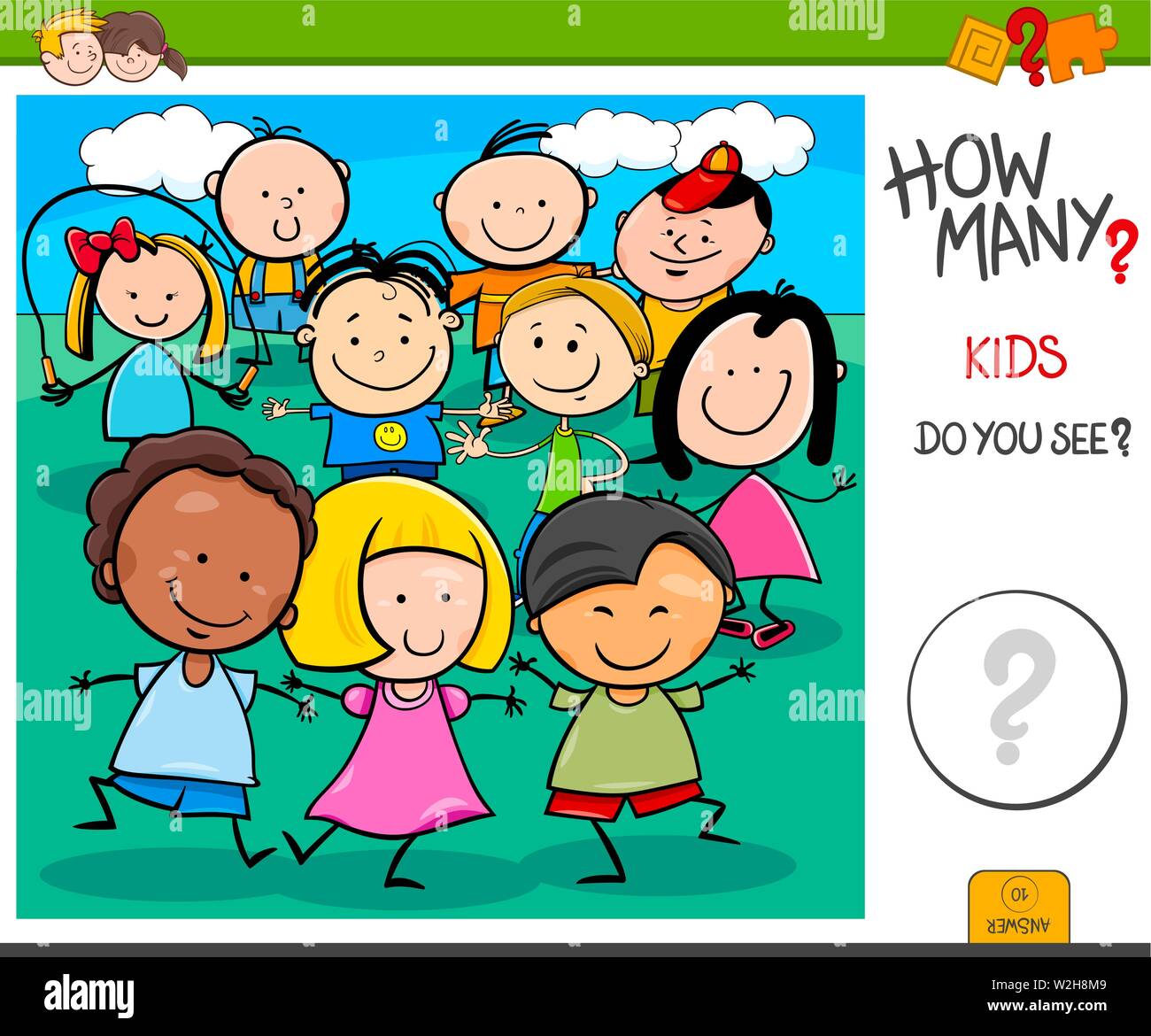 Cartoon Illustration of Educational Counting Task for Children with ...