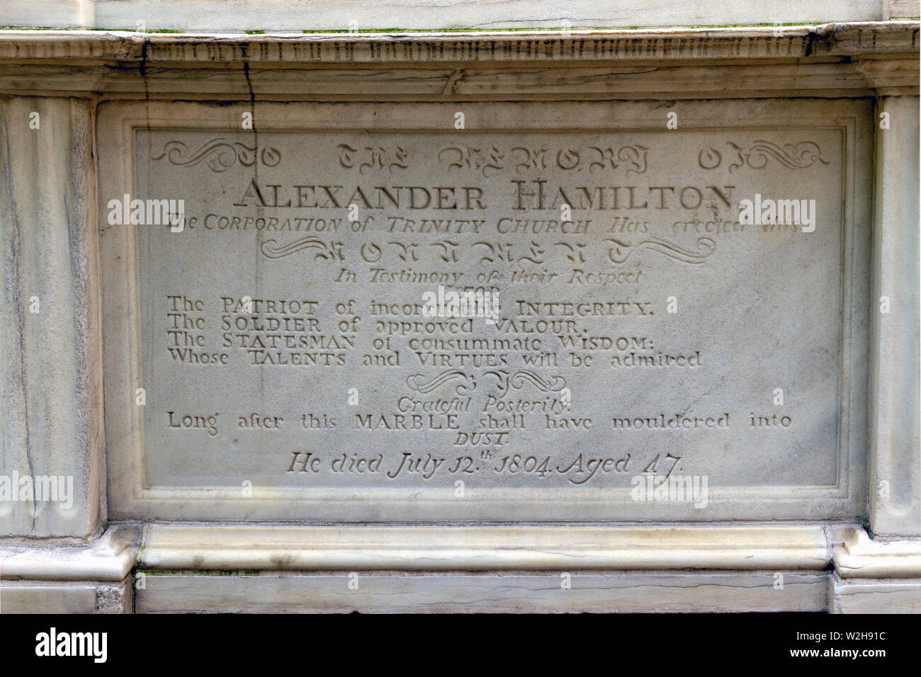 Headstone of Alexander Hamilton Stock Photo - Alamy