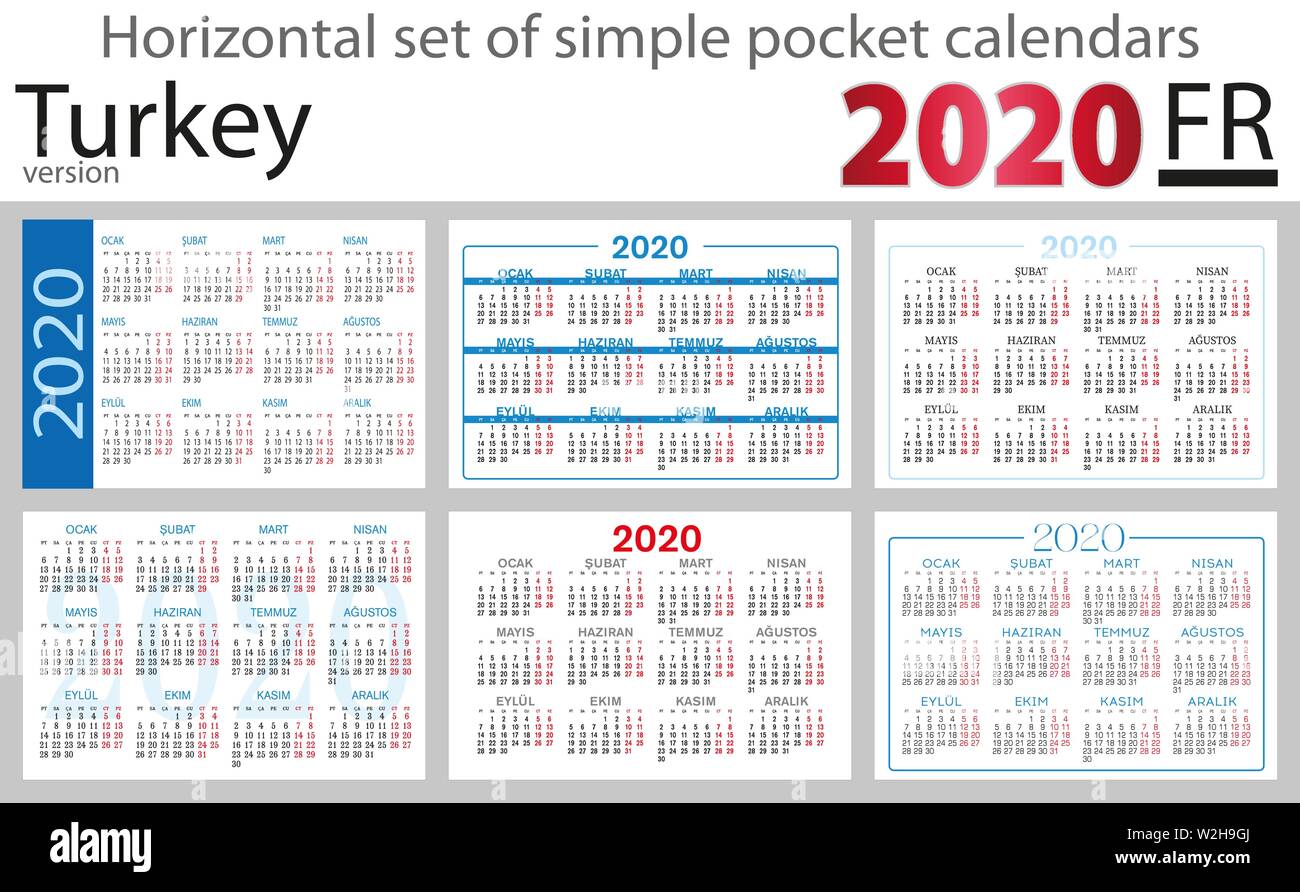 Turkey horizontal set of pocket calendars for 2020 (Two thousand ...