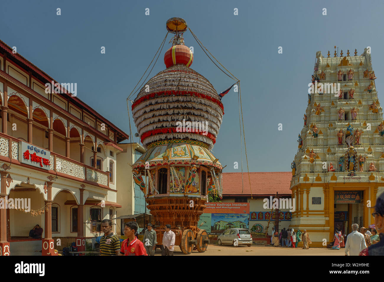 27 Jan 2013 wooden rath (chariot) out side Krishna temple Shree Shiroor ...