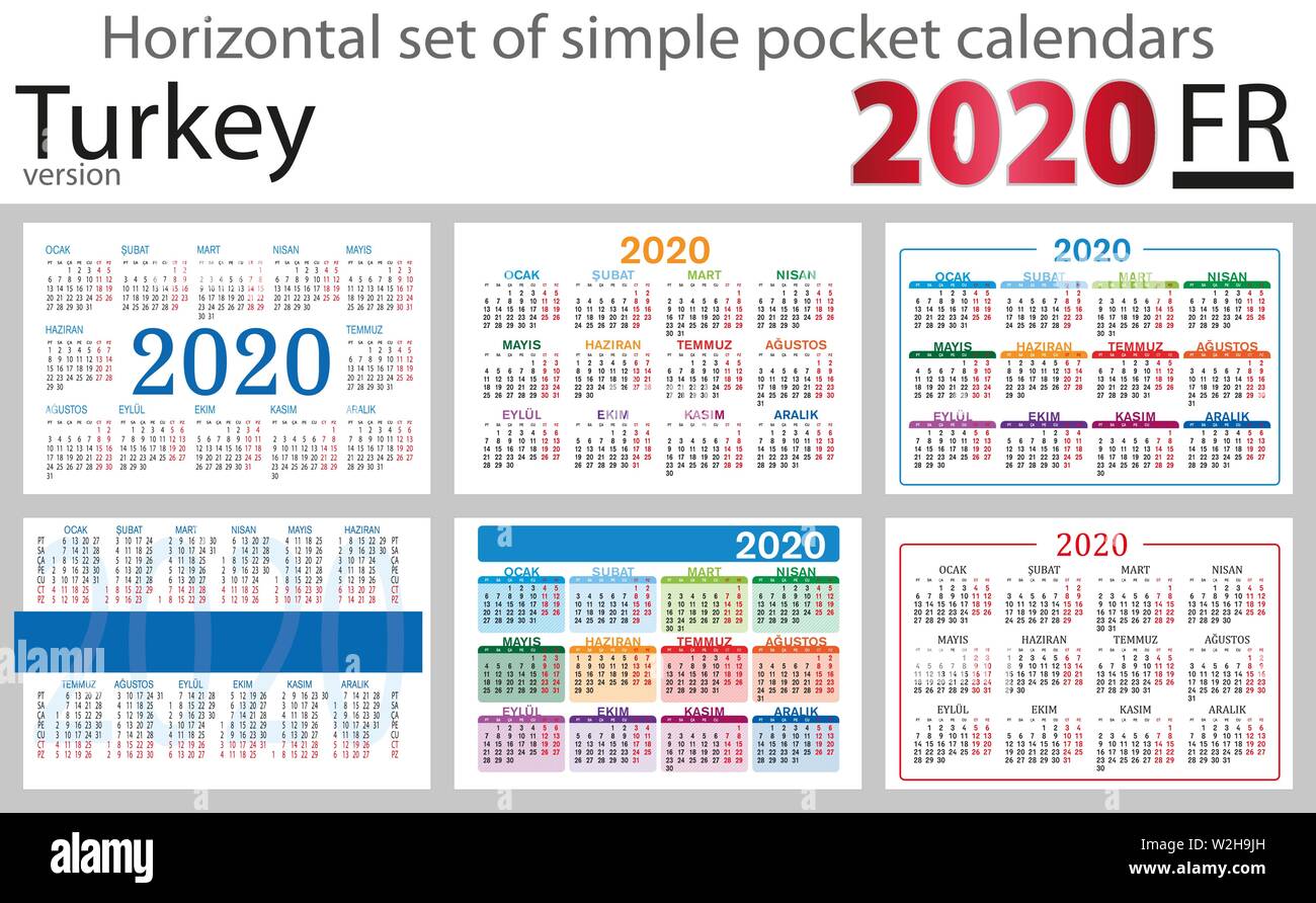 Turkey horizontal set of pocket calendars for 2020 (Two thousand ...