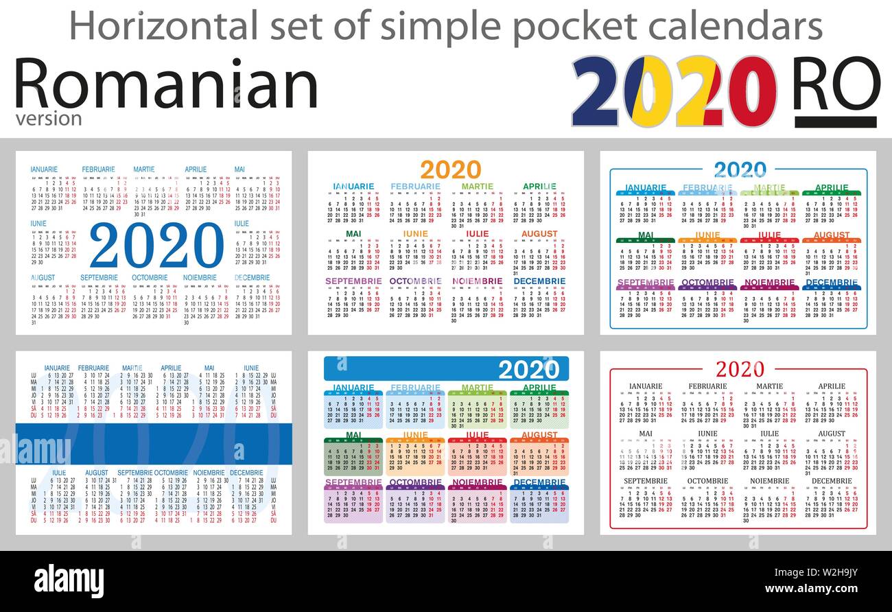 Romanian horizontal set of pocket calendars for 2020 (Two thousand ...