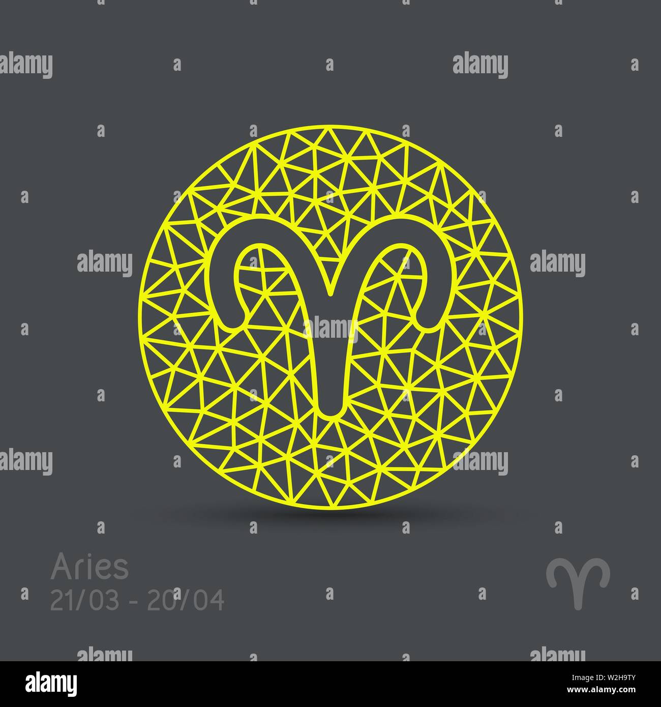 Aries zodiac sign in circular frame, vector Illustration. Contour icon ...