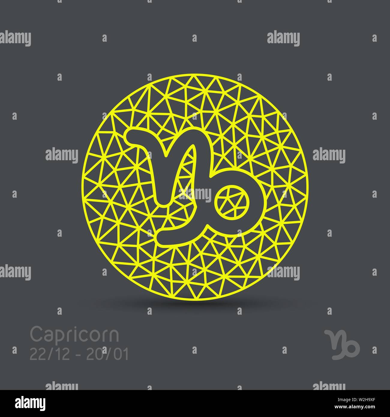 Capricorn zodiac sign in circular frame, vector Illustration. Contour ...