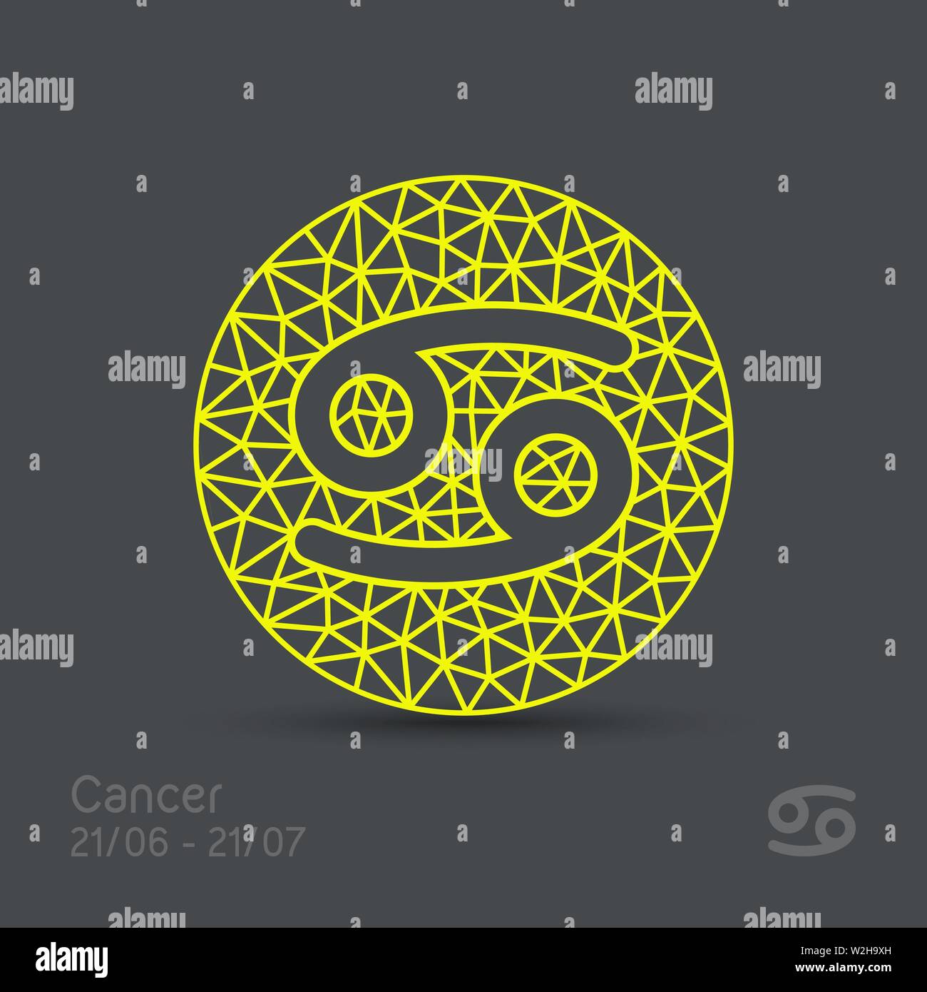 Cancer Zodiac Sign In Circular Frame Vector Illustration Contour Icon