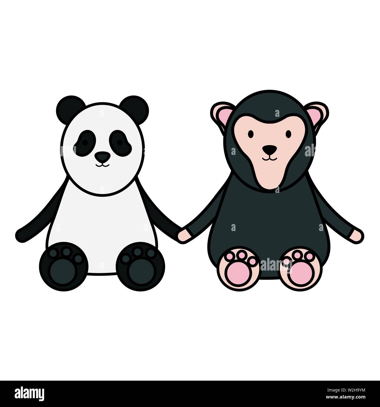 cute bear panda and monkey characters vector illustration design Stock ...
