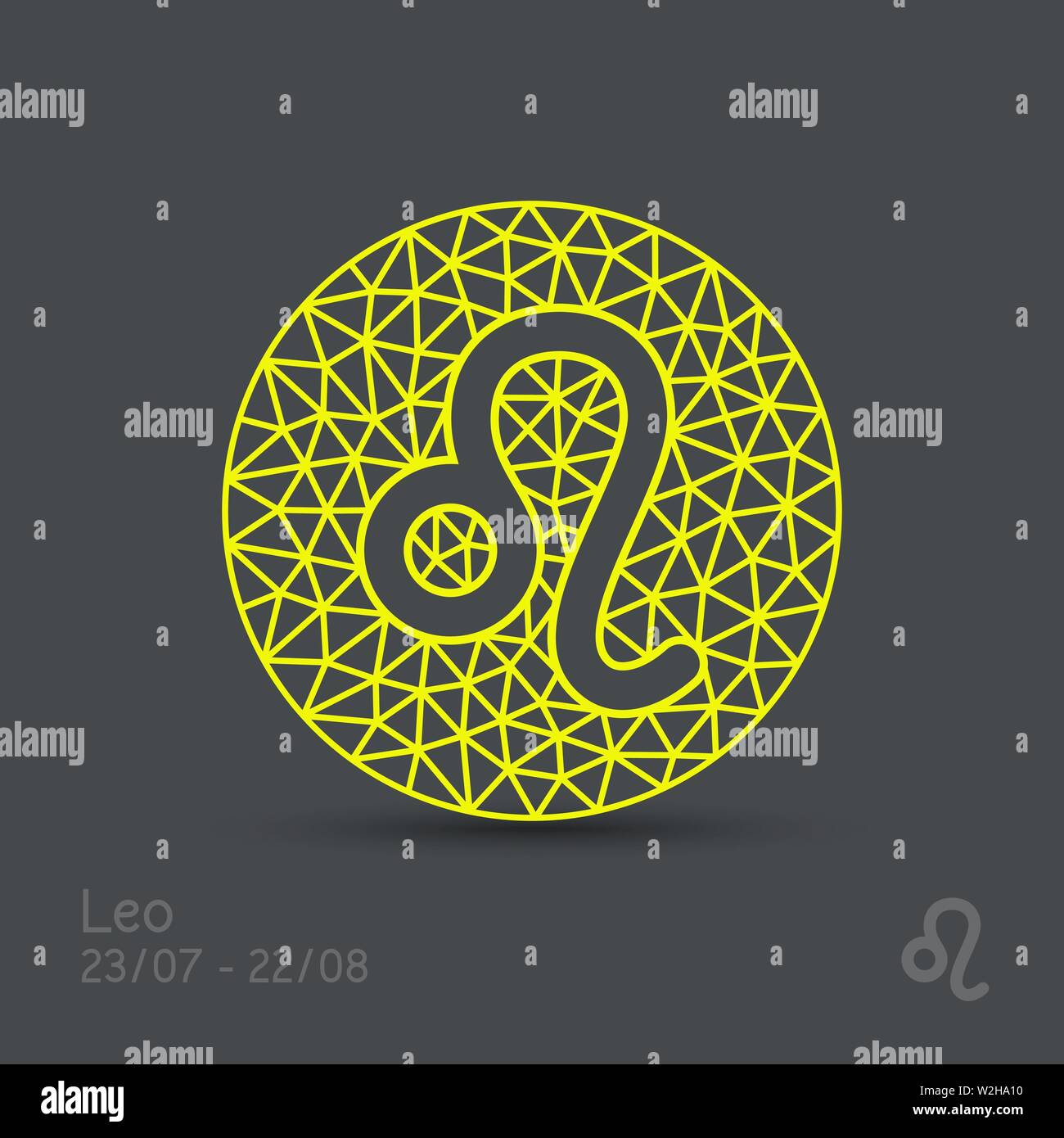 Leo zodiac sign in circular frame, vector Illustration. Contour icon ...