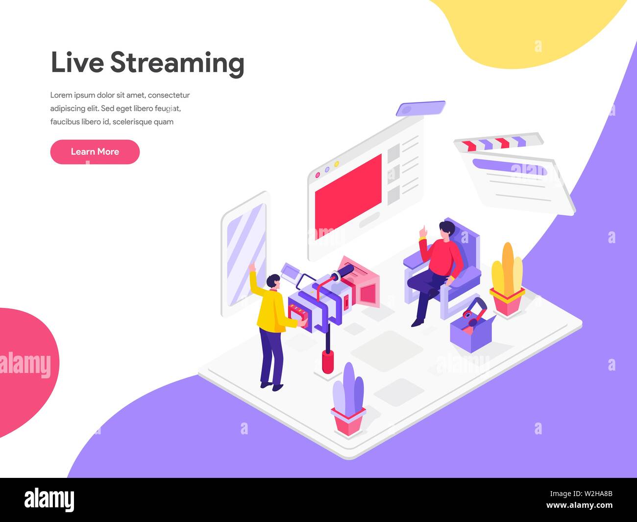 Landing page template of Live Streaming Isometric Illustration Concept ...