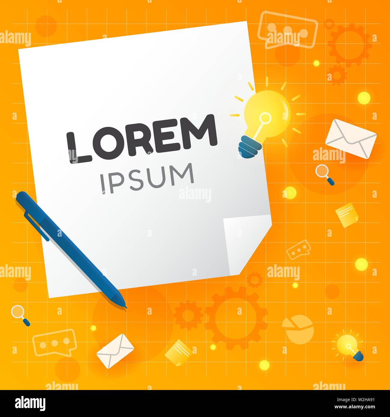 Vector creative illustration note of thinking or planing business ...