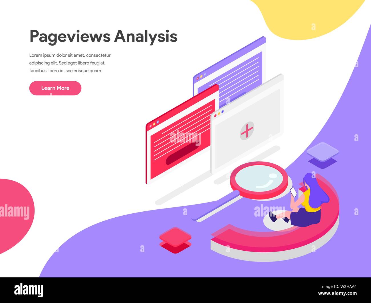 Landing page template of Pageviews Analysis Isometric Illustration ...